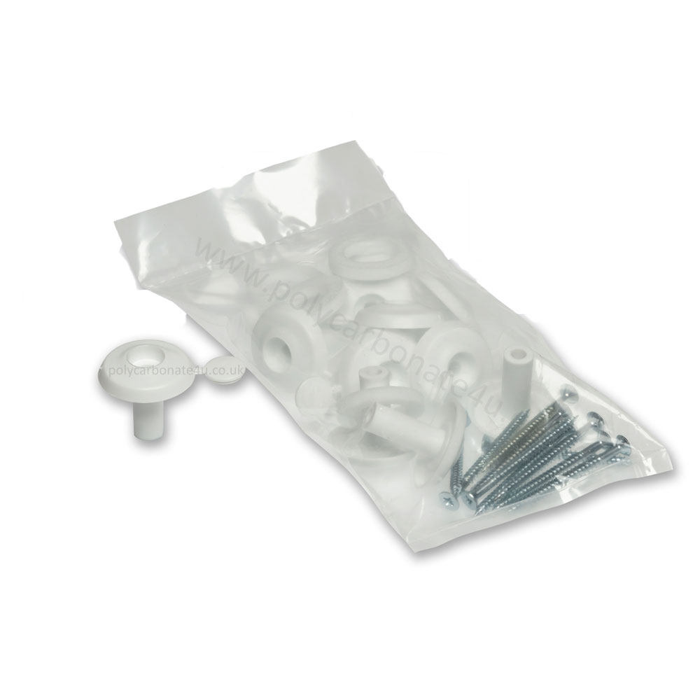 10mm Polycarbonate Fixing Buttons White